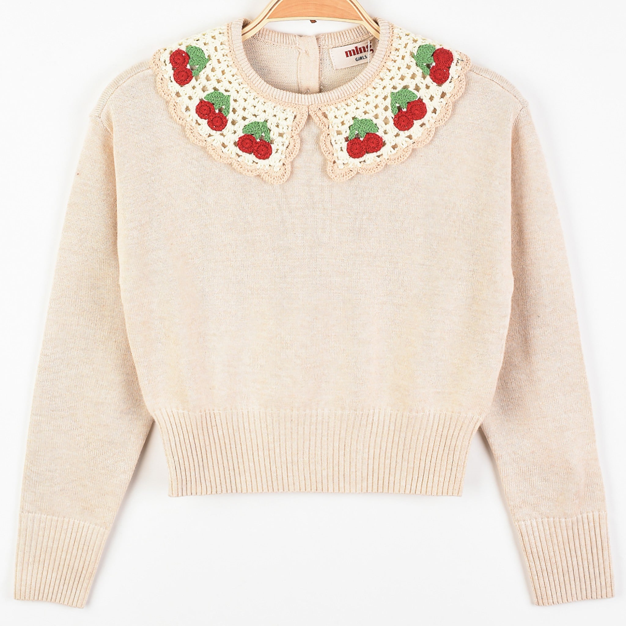 Melange Knit Cherry Collar Top – Kidichic